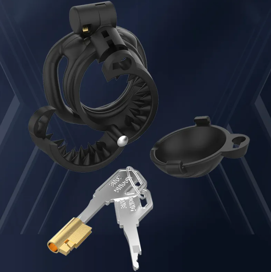 2023 NEW Spiked Resin Chastity Cage Set with Removable Cap - Black ...