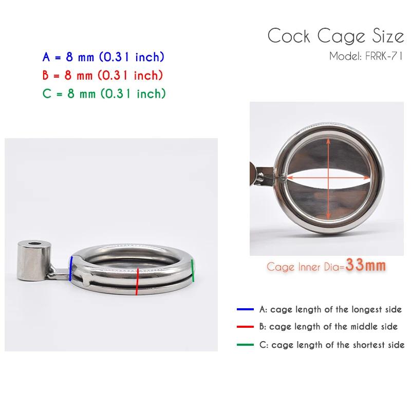 Tiny Flat Chastity Cage with Wide Urine Hole/Metal Urethral Tube and P ...