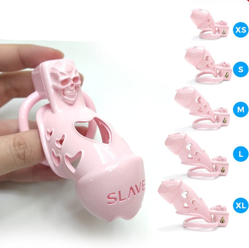 Pink Chastity Cage With Skull For Bdsm Slave Play Femdom Chastity