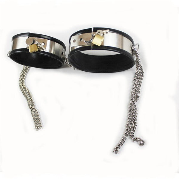 Stainless Steel Male Chastity Belt For Men with Bondage Collar, Tigh ...